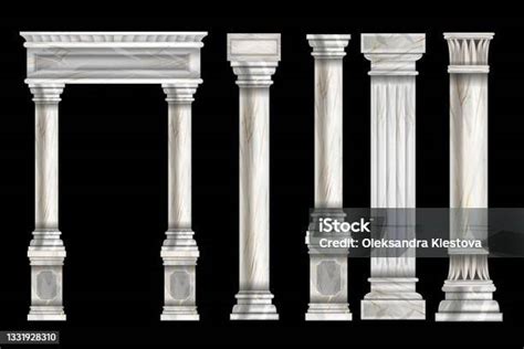 로마 돌 기둥 세트 벡터 대리석 그리스 기둥 고대 사원 건축 디자인 요소 기둥 건축적 특징에 대한 스톡 벡터 아트 및 기타 이미지 기둥 건축적 특징 문 아치 건축적