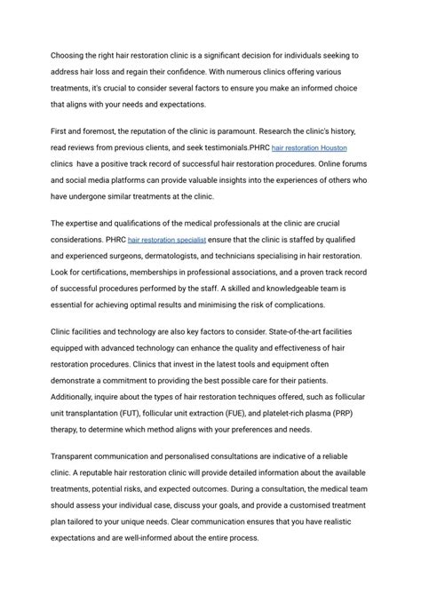 Ppt Choosing The Right Hair Restoration Clinic Is A Significant