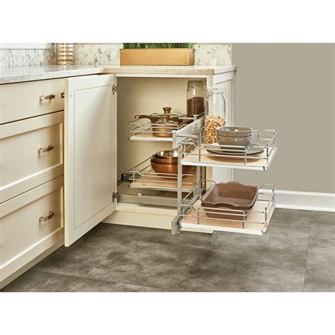 REV A SHELF 18 Two Tier Blind Corner Organizer With Soft Close Maple Rev A Shelf 53PSP 18SC MP