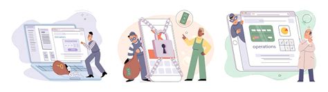 Hacker Activity Big Set Hacking Computer Phishing Account Cyber Attack On Personal Data向量圖形及更多