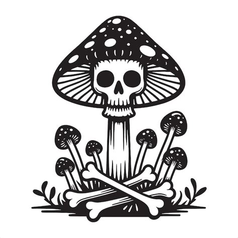 Mushrooms Skull Svg Premium Ai Generated Vector