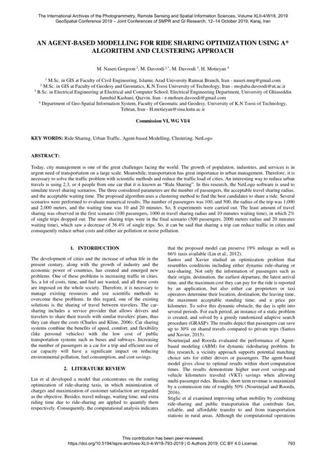 Pdf An Agent Based Modelling For Ride Sharing Optimization Using A Algorithm And Clustering