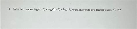 Solved Solve The Equation Log9x 3log93x 2log918