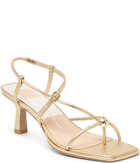 Dolce Vita Mylee Leather Strappy Gold Hardware Dress Sandals Dillards