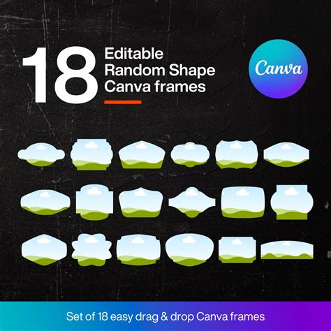 Editable Canva Frame Template Bundle Random Royal Shape Canva Frame Template Custom Canva