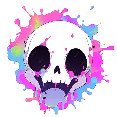 Premium Ai Image A Playful Anime Chibi Skull Floats Laughing Heartily Generative Ai