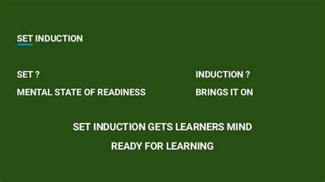 Set Induction Skill Concept And Techniques Of Set Induction Pdf