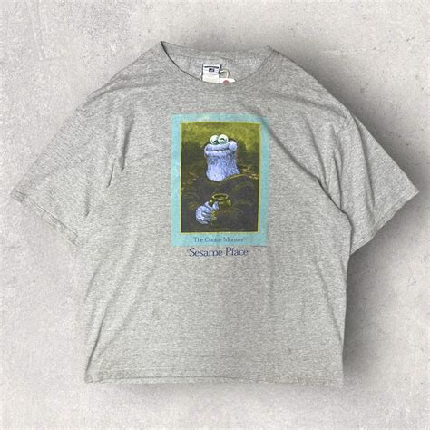 Sesame Street Cookie Monster Mona Lisa Parody T Shirt 90s Focus