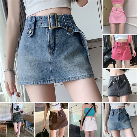 【hermarou】s 4xl Plus Size Korean High Waist A Line Denim Skirt For