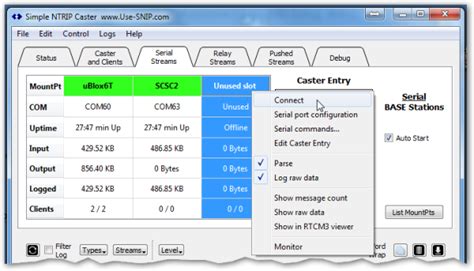 the serial streams tab snip support