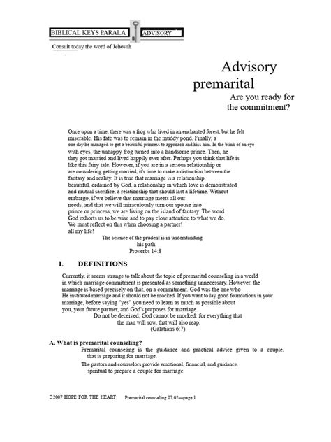 Premarital Counseling Pdf Marriage Love