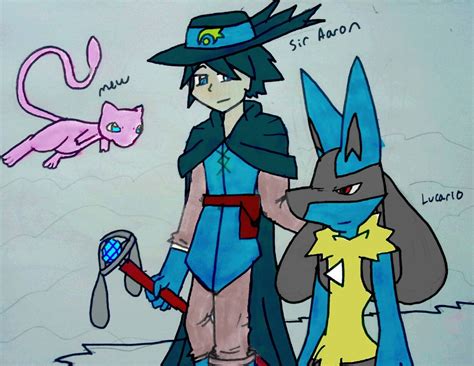Mew Sir Aaron And Lucario ~colored By Xgreenteaprincex On Deviantart