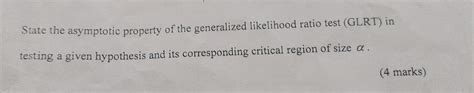 Solved State The Asymptotic Property Of The Generalized