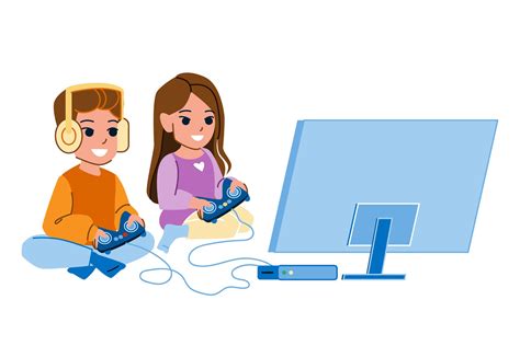 Cartoon Playing Video Games