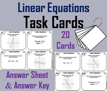 Solving Linear Equations Task Cards Activity By Science Spot TPT