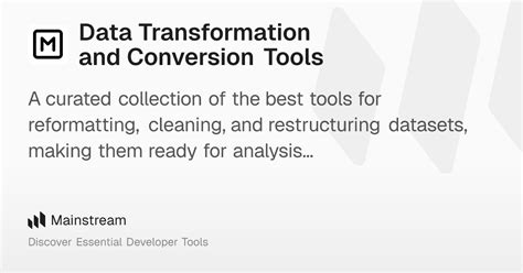 Data Transformation And Conversion Tools Mainstream