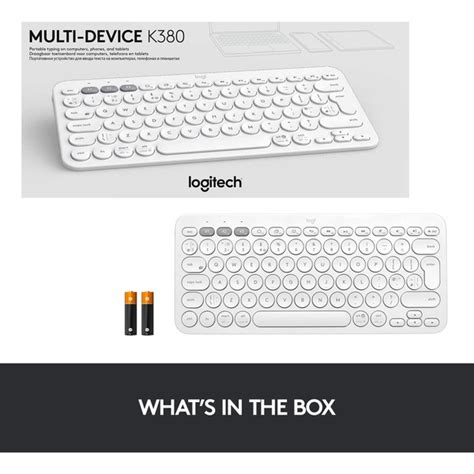Logitech K380 Multi Device Tastatur weiß DE Layout Bluetooth für Windows macOS iPadOS Chrome