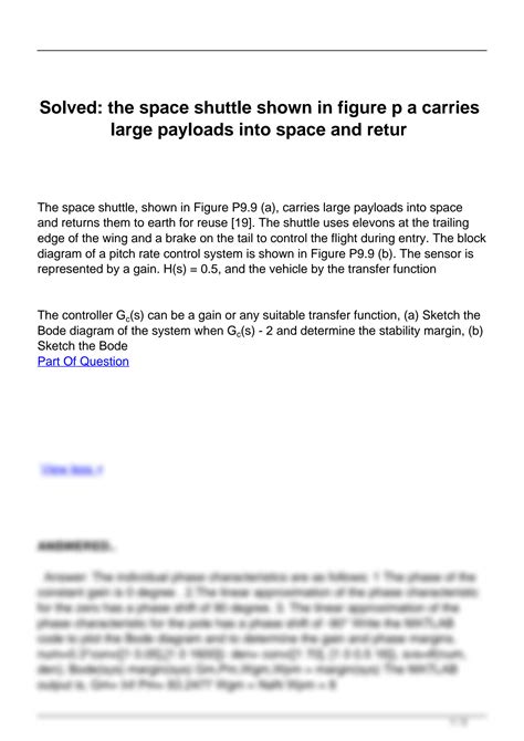 Solution Solved The Space Shuttle Shown In Figure P9 9 A Carries Large