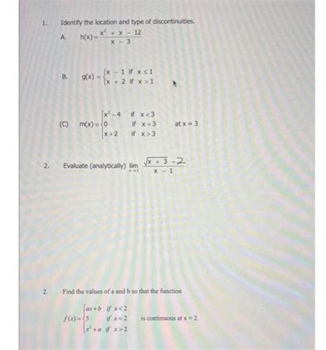 Solved Identify The Location And Type Of Discontinuities Chegg