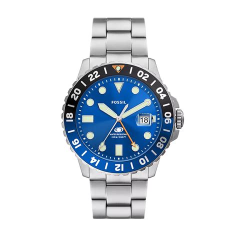 Reloj Fossil Blue Gmt De Acero Inoxidable Fossil