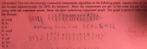 Solved 10 Points You Run The Strongly Connected Components