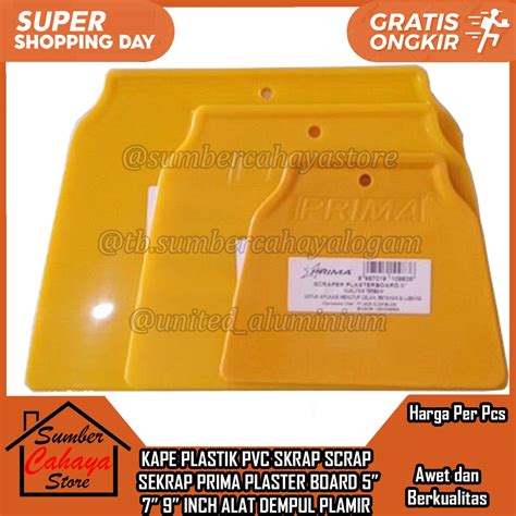 Jual Kape Plastik 5 7 9 Inch Dempul Tembok Kompon Scrapper Pvc Kuat Prima Plaster Board Skrap