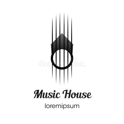 Music House Logo Illustration Line Design Template Vector Stock Vector