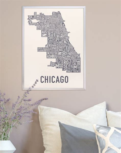 Chicago Neighborhood Map Poster The Original Chicago Neighborhood Type