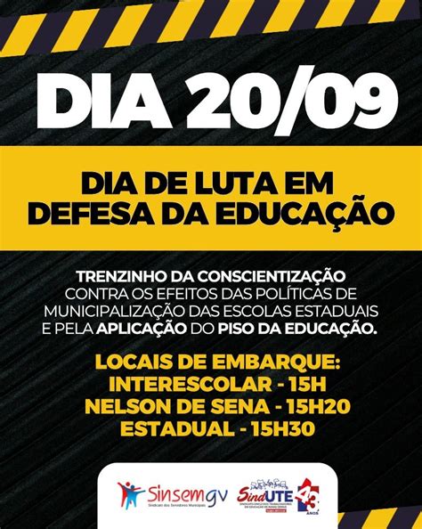 Dia De Luta Sinsem E Sind Ute Vão às Ruas Em Defesa Da Educação Sinsem Gv