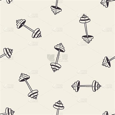 Doodle哑铃无缝图案背景