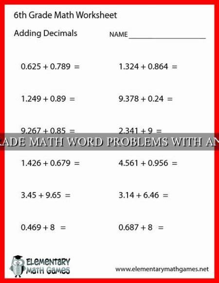 6th Grade Math Word Problems With Answers Wadaef