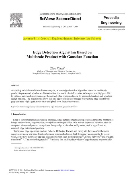 Pdf Edge Detection Algorithm Based On Multiscale Product With
