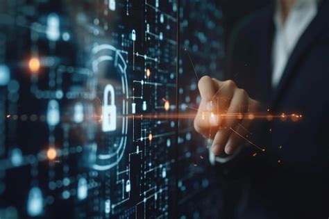 premium photo businessman on blurred background protecting his data