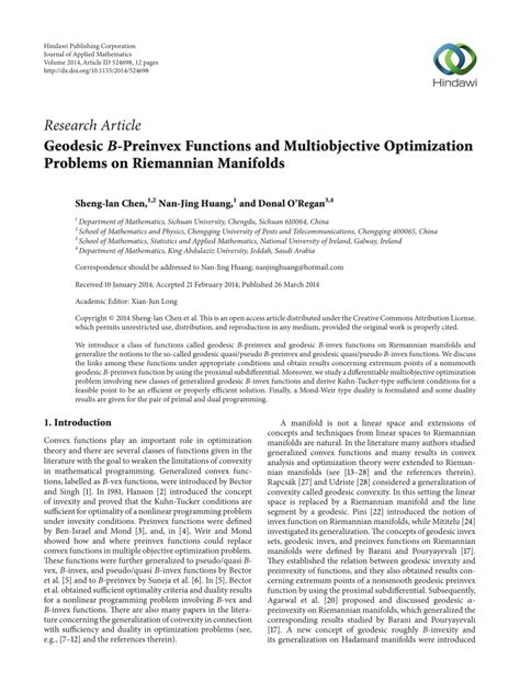 Pdf Geodesic B Preinvex Functions And Multiobjective Optimization