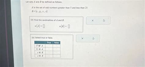 solved let sets a and b be defined as follows a is the set