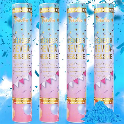 Gender Reveal Confetti Cannon S Set Of 4 With Biodegradable Confetti