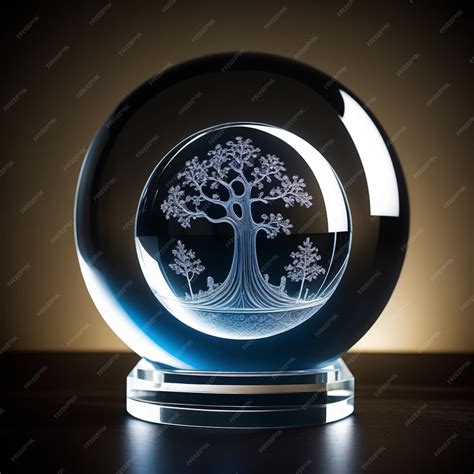 Premium Photo 3d Image Of 3d Laser Engraved Crystal Ball With Bright