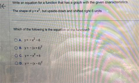 Solved K Write An Equation For A Function That Has A Graph Chegg Com