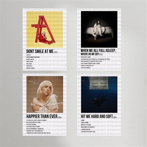 Billie Eilish Album Covers Poster Pack Of 4 Digital File Etsy