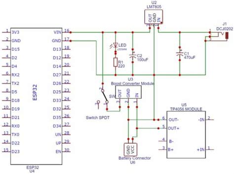 Power Supply For Esp32 With Boost Converter And Battery Charger