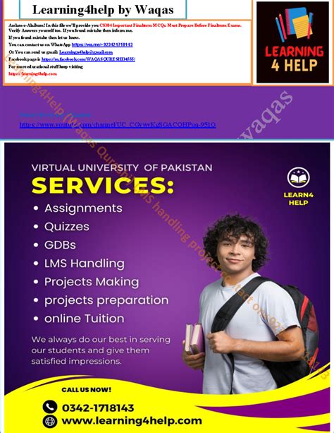 Cs304 Important Mcqs By Learning 4help Waqas Qureshi ` Subscribe To