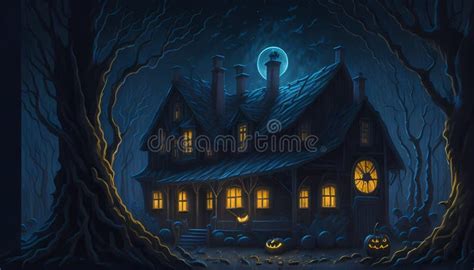 8k Haunting Spectacle Spooky Halloween Night Stock Illustration