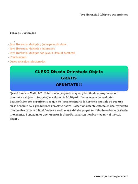 Java Herencia Multiple Y Sus Opciones Pdf Herencia Programación