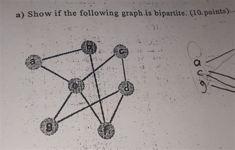 Solved A Show If The Following Graph Is Bipartite Chegg