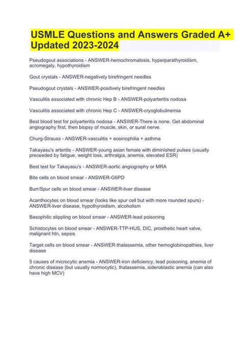 Usmle Exam Practice Questions With Answers Latest Updated 100 Verified Usmle Stuvia Us