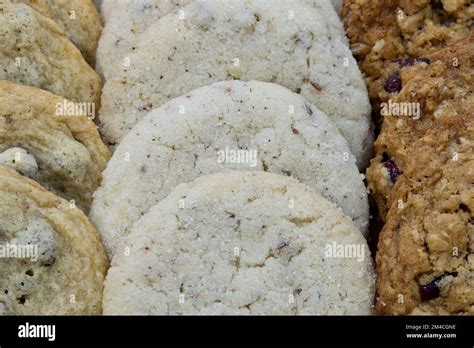 Homemade Assorted Cookies Arranged And Displayed In Rows Vertically