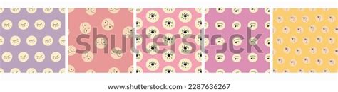 Five Surface Patterns Plain Objects Wrapping Stock Vector Royalty Free