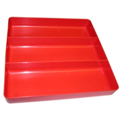 VIM Tools 3 Compartment Plastic Tray Organizer 10 5in X 10 5in Red Stackable Model