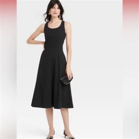 A New Day Dresses New Sz 4 Small Womens Black Corset Midi Aline