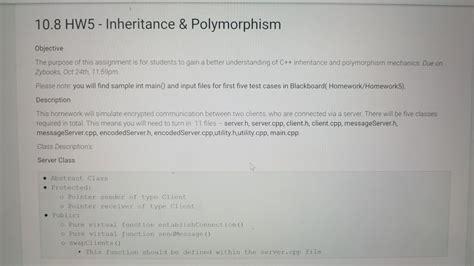 Solved 108 Hw5 Inheritance And Polymorphism Objective The